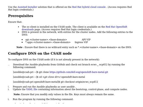 assisted installer deployment of the cluster implementation guide—red