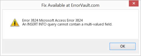 how to fix error 3824 microsoft access error 3824 an insert into