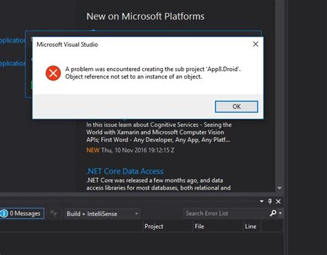 android how to fix an error in creating a xamarin project in visual