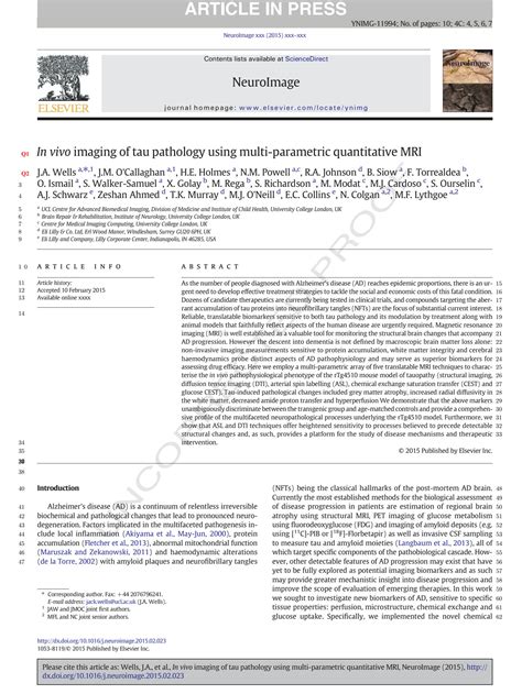 Solution In Vivo Imaging Of Tau Pathology Using Multi Parametric
