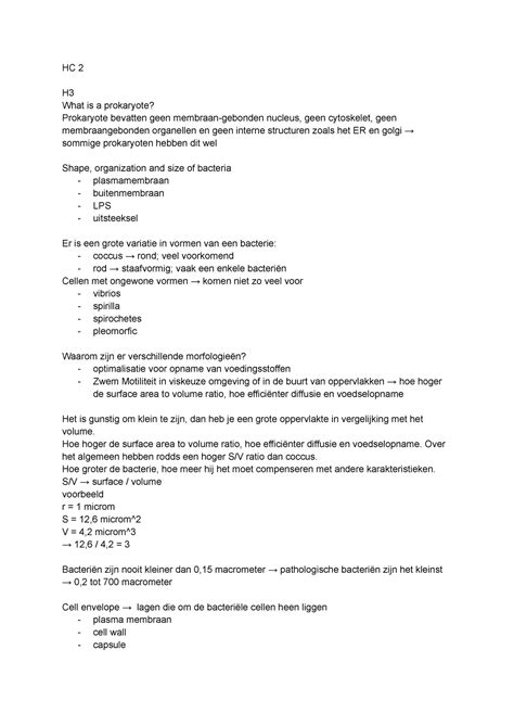 Hc 2 Hc 2 Aantekeningen Hc 2 H What Is A Prokaryote Prokaryote