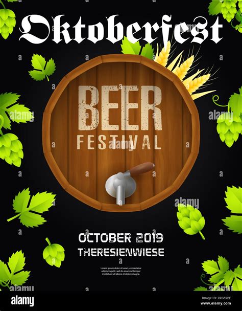 Oktoberfest Banner Design With Wooden Beer Barrel Stock Vector Image