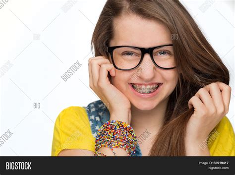 Cheerful Girl Braces Image And Photo Free Trial Bigstock
