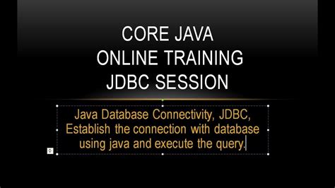 core java online training jdbc session youtube