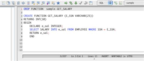 database stored function editor