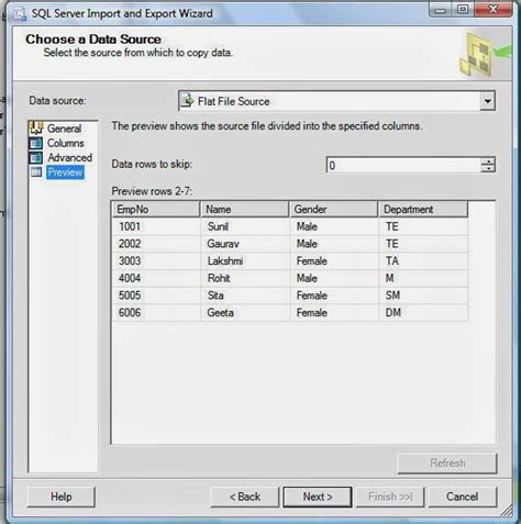 sql how to import flat file in ssis with different first row header images