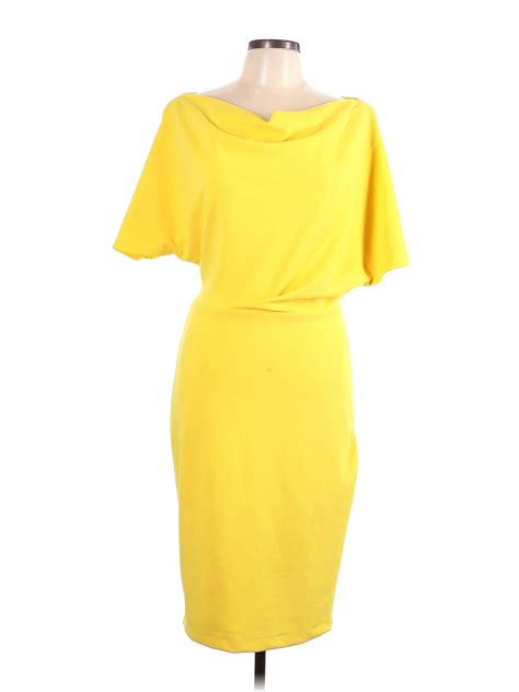 Alexia Admor Solid Yellow Casual Dress Size L 76 Off Thredup
