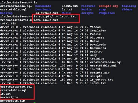 how to save linux terminal output to a file linux