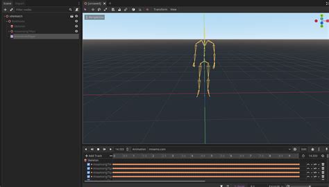 mixamo animation without skin not converted into skeleton3d in godot 4