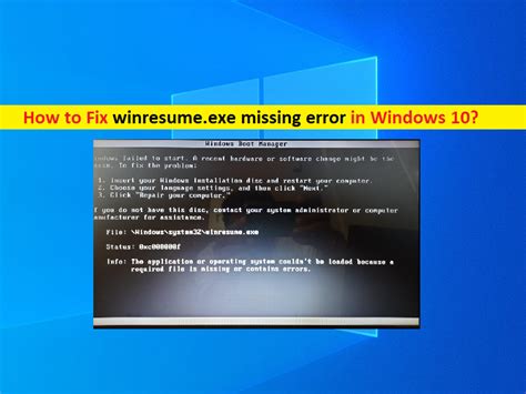 how to fix winresume exe missing error in windows 10 [steps] techs