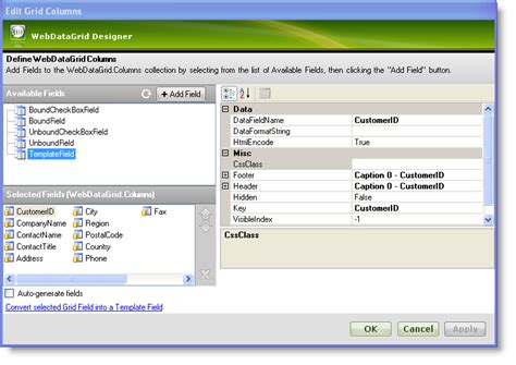 hiding a column infragistics asp™ help