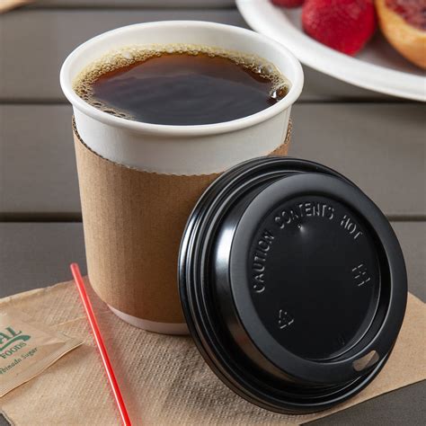 White 10 Oz Paper Hot Cup Lid And Sleeve Combo Kit 50 Pack