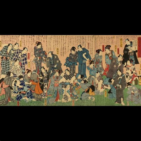 【傷や汚れあり】s30 豊原国周「楽屋穴さがしひゐきあらそい」沢村田之助 坂東彦三郎 他 三枚続 裏打・剥し跡有 歌舞伎絵 役者絵 版画
