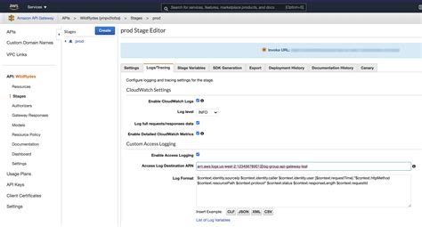 amazon api gateway logs documentation