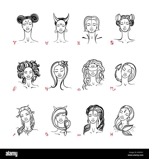 Zodiac Signs Collection Beautiful Fashion Zodiac Girl Horoscope
