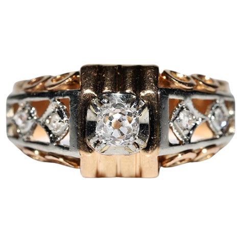Antique Victorian Circa 1900s 18k Gold Natural Old Cut Diamond