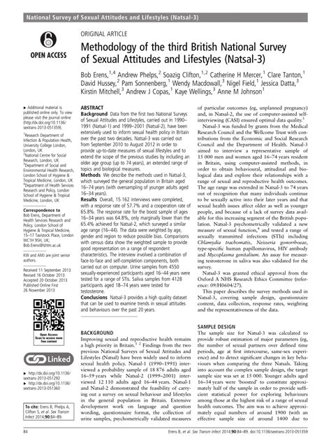 Pdf Methodology Of The Third British National Survey Of Sexual