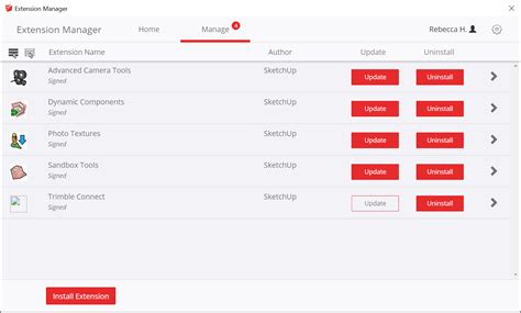 managing extensions sketchup help