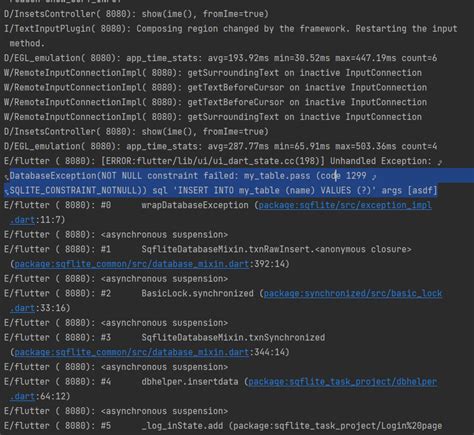 sqsflite not null constraints failed error