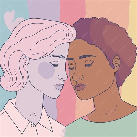 Dos Mujeres Enamoradas Arte Vectorial De Relación Romántica Lesbiana