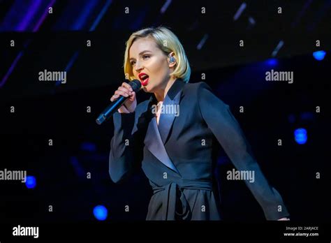 Famous Russian Singer Polina Gagarina Sings In Front Of Participants In