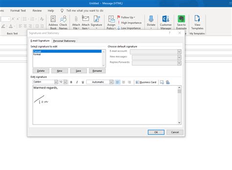 outlook 13 will not let me choose default signature microsoft community