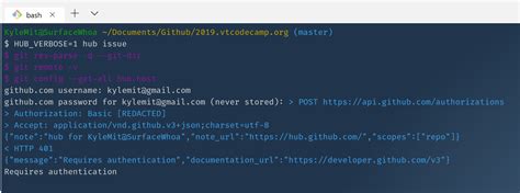 cannot load information for github bad credentials
