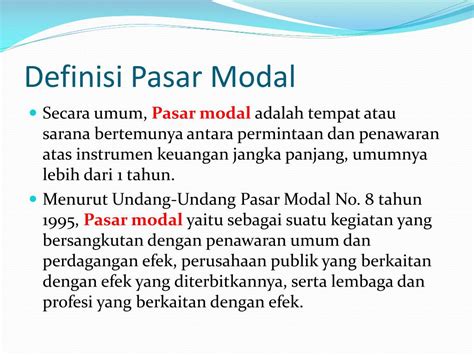Ppt Pasar Modal Indonesia Powerpoint Presentation Free Download Id
