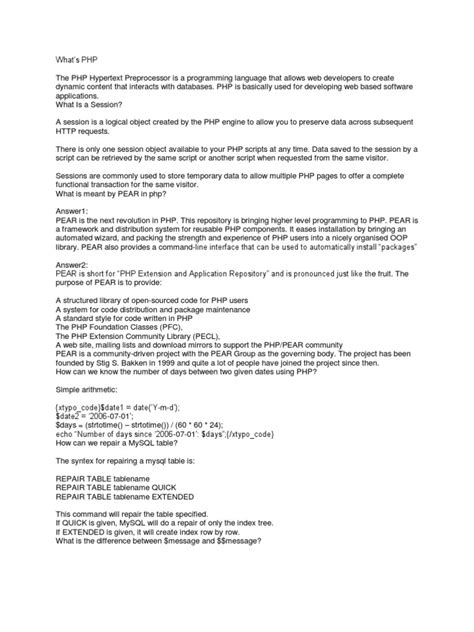 php and mysql interview questions and answers part 1 php