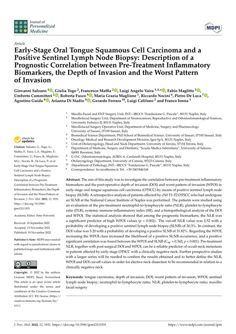 Pdf Early Stage Oral Tongue Squamous Cell Carcinoma And A Positive