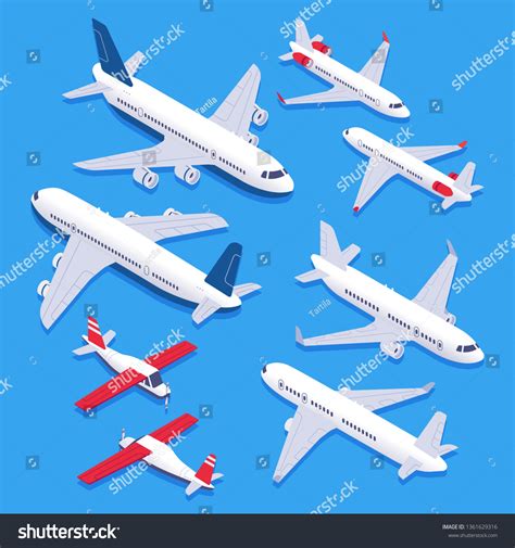 Isometric Airplanes Passenger Jet Airplane Private Stock Vector
