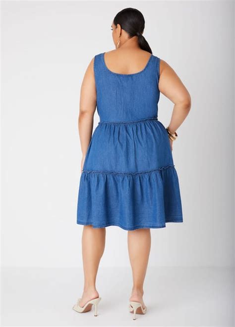 Plus Size Denim Dress Plus Size Chambray Knee Dress