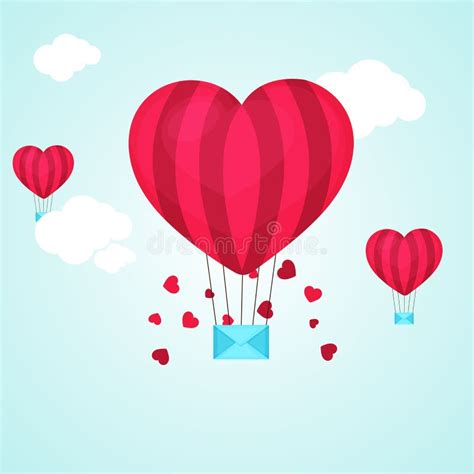 Hot Air Balloon For Valentine`s Day Celebration Stock Illustration