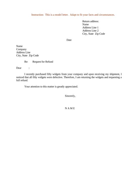 Refund Letter Sample Fill Out And Sign Online Dochub