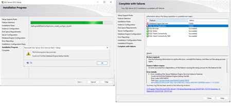 sql server 2012 fails to re install after restore of and uninstall of
