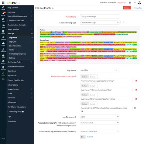 caddy access logs log management for caddy access logs site24x7