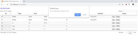 datatable crud example using codeigniter mysql and ajax