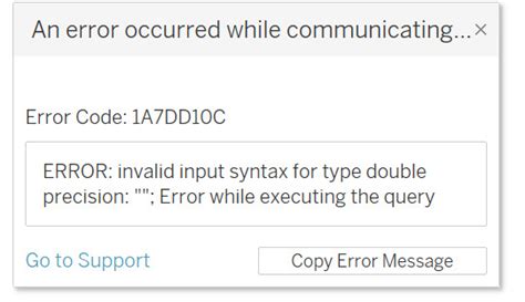 error code 1a7dd10c error invalid input syntax for type double
