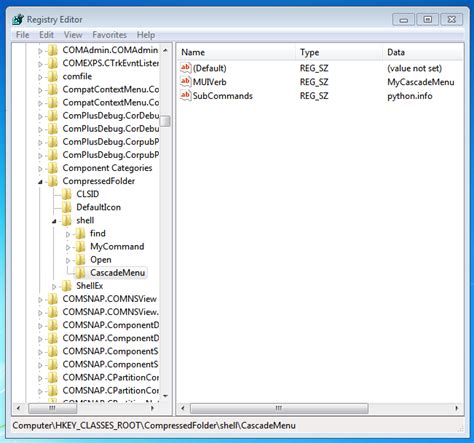 windows 7 right click context cascade menu for python