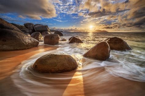 Sunlight Landscape Sunset Sea Water Rock Nature Shore Sand