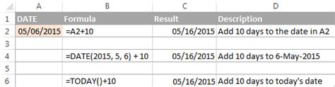 subtract dates in excel add days weeks months or years to date