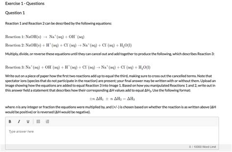 Solved Reaction 1 And Reaction 2 Can Be Described By The
