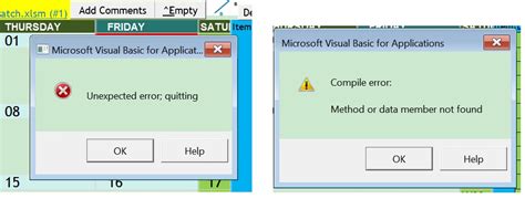 office excel 2016 with visual basic error microsoft