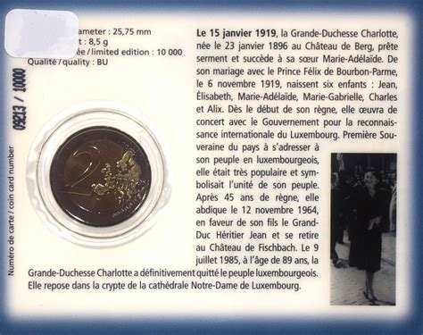 2 Euro Coin Lëtzebuerg Under Plexiglas From The Banque Centrale Du