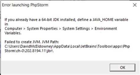 failed to load jvm phpstorm 64bit windows 10 ides support intellij