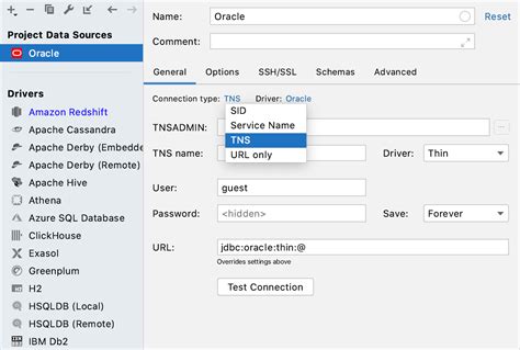 connect to oracle with oci—datagrip