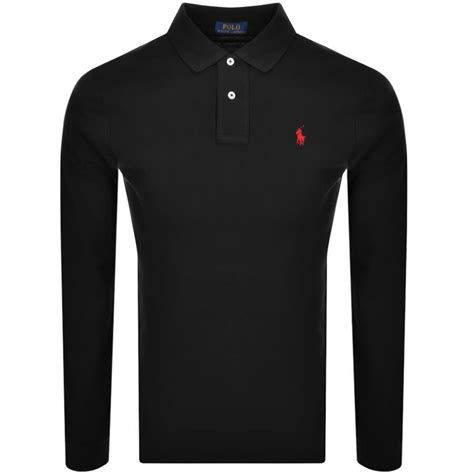 Ralph Lauren Long Sleeved Polo T Shirt Black Mainline Menswear