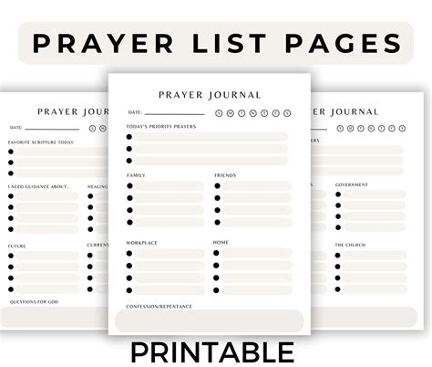 Prayer Journal Printable Pages Prayer Cards Daily Devotional Notebook