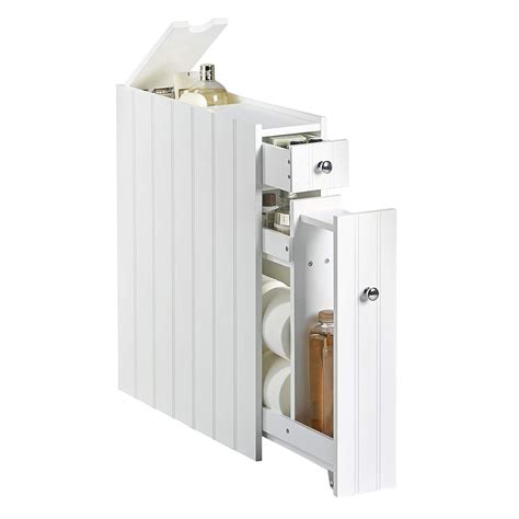 Vonhaus Slim Bathroom Storage Unit White Slimline Bathroom Cabinet