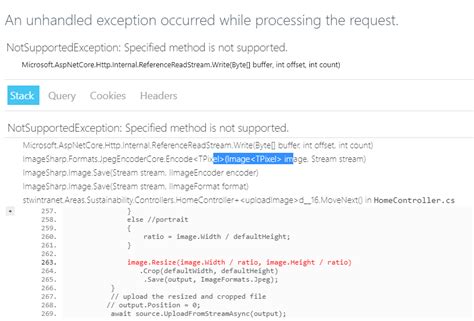 c imagesharp specified method is not supported stack overflow